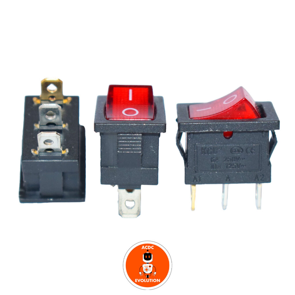 Switch Interruptor Basculante KCD1 Pequeño Con Neón Rojo – ACDC Evolution